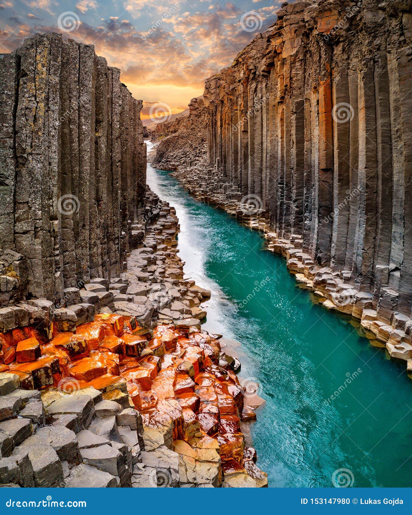 Breathtaking View of Studlagil Basalt Canyon, Iceland. Stock Photo ... Breathtaking View of Studlagil Basalt Canyon, Iceland. Stock Photo ...