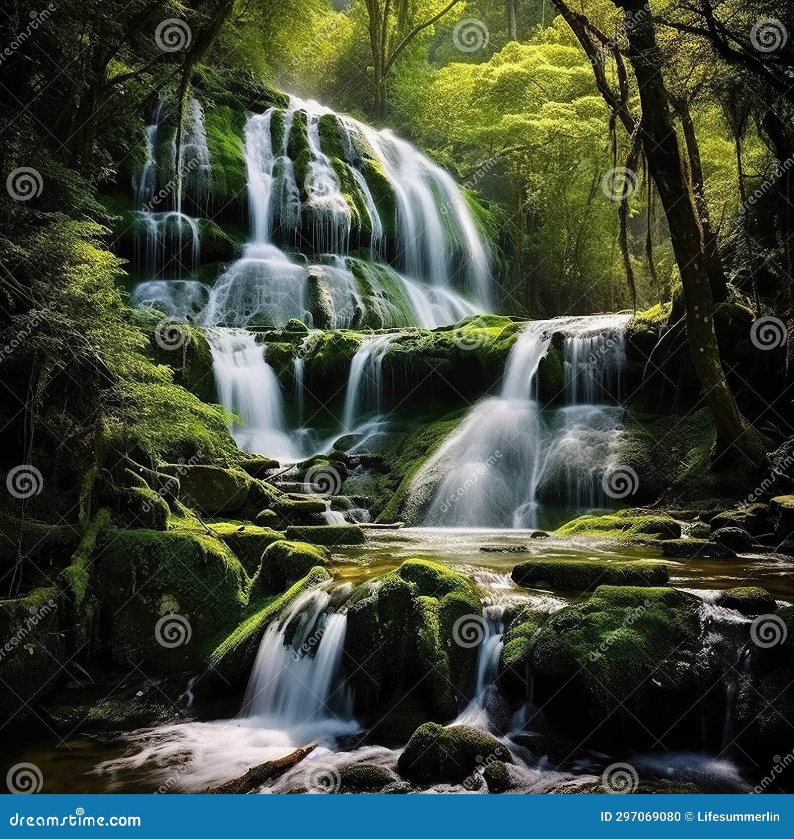 Breathtaking Waterfall Cascade Landscape Scene Stock Photo - Image of ...