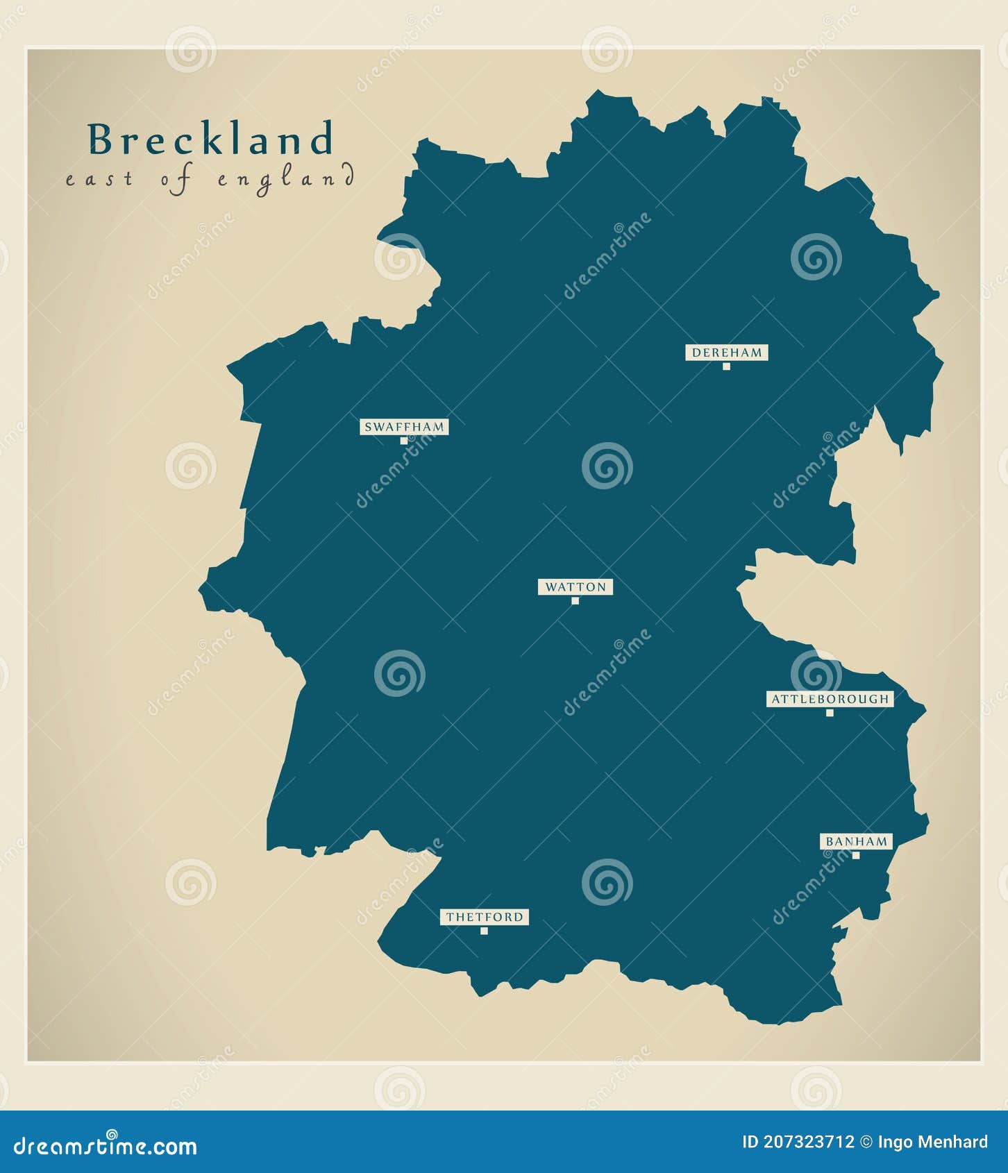 Breckland District Map - England UK Stock Vector - Illustration of ...