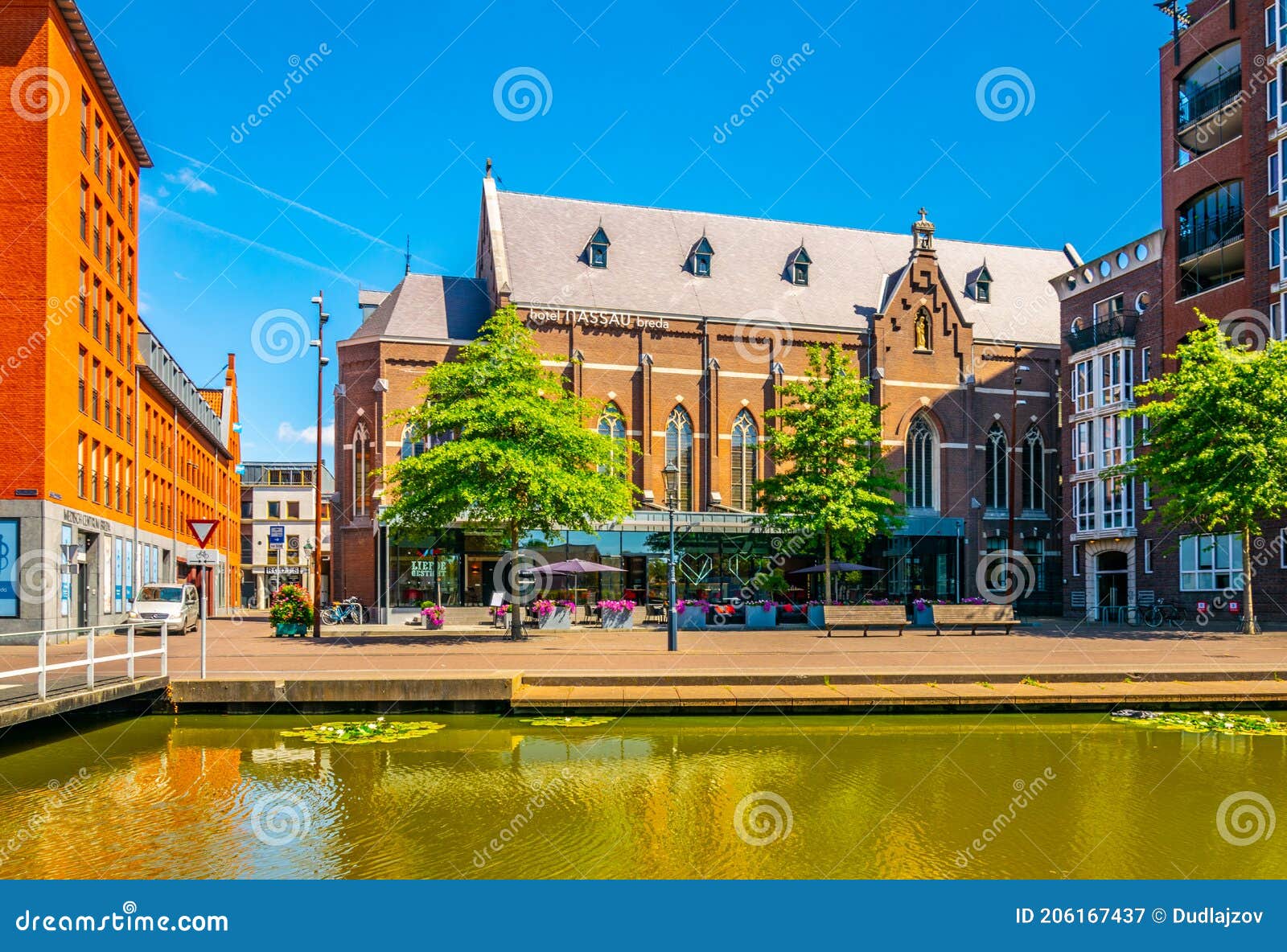 BREDA, NETHERLANDS, AUGUST 5, 2018: View of a Channel in the Center of ...