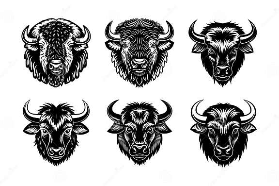 Breed of Bison Head Vector Silhouette Stock Vector - Illustration of ...