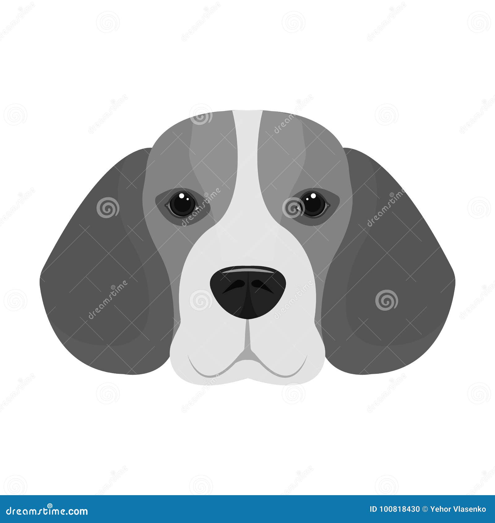 Breed Dog Beagle..Muzzle Beagle Single Icon in Monochrome Style Vector ...