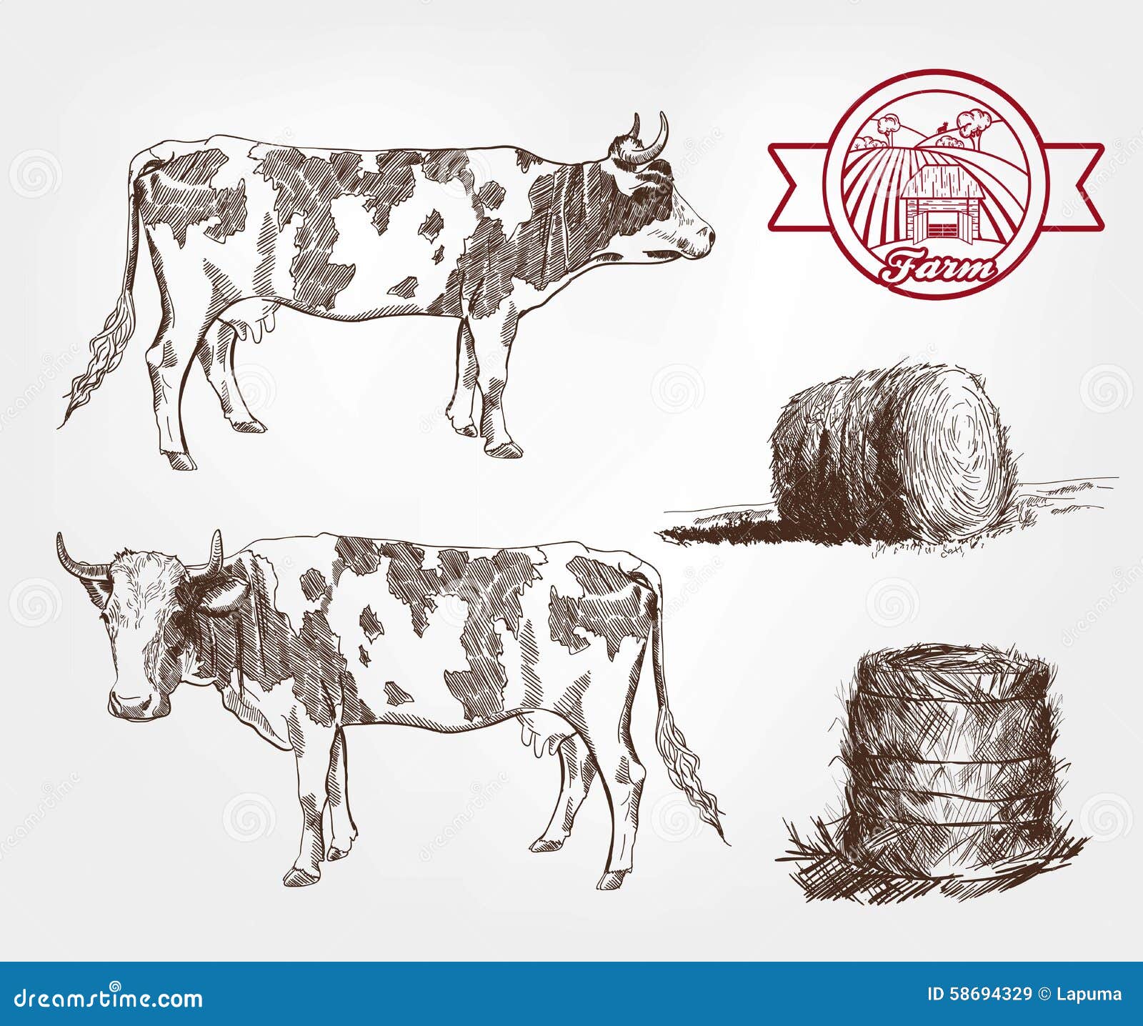 Breeding cows stock vector. Illustration of grazing, production - 58694329