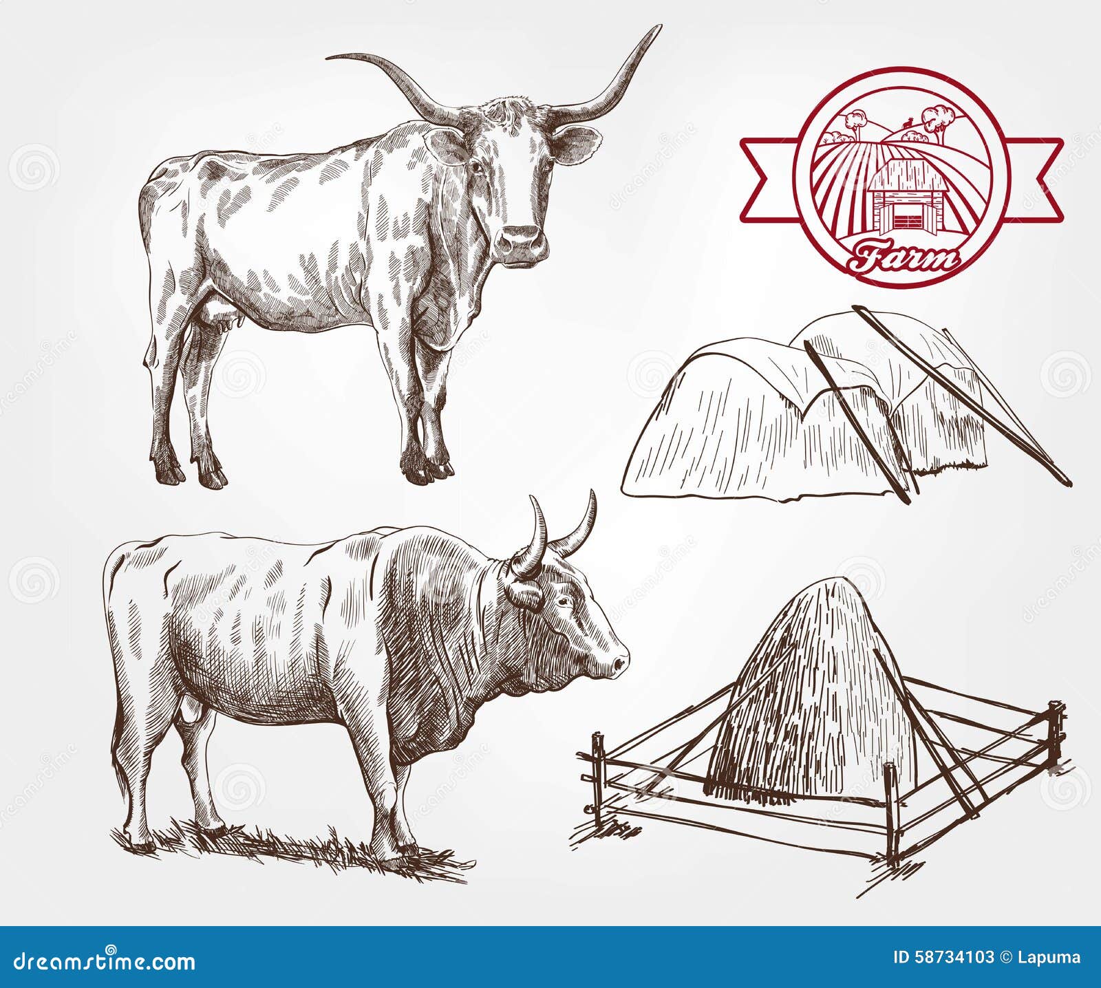 Breeding cows stock vector. Illustration of domestic - 58734103