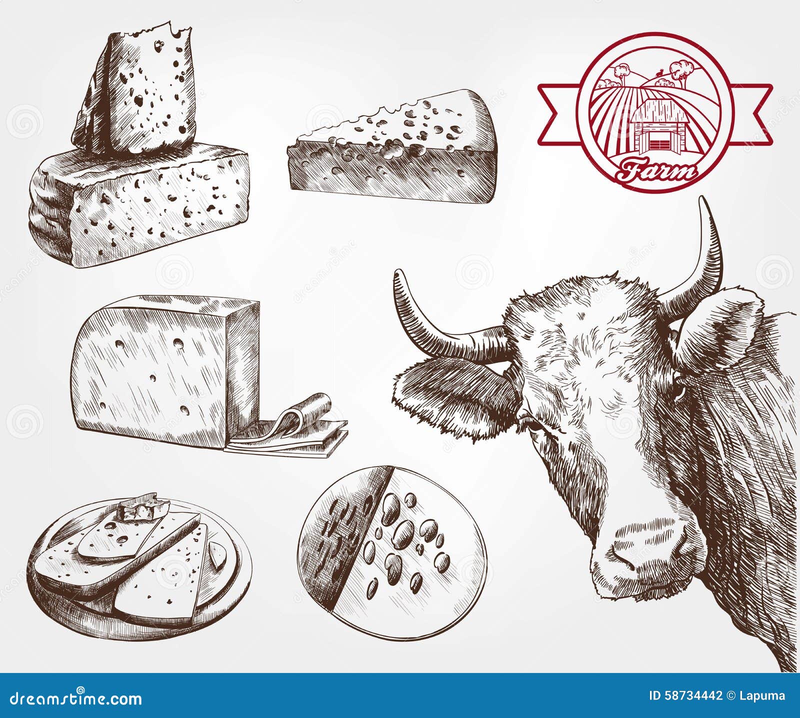 Breeding cows stock vector. Illustration of mammal, handmade - 58734442