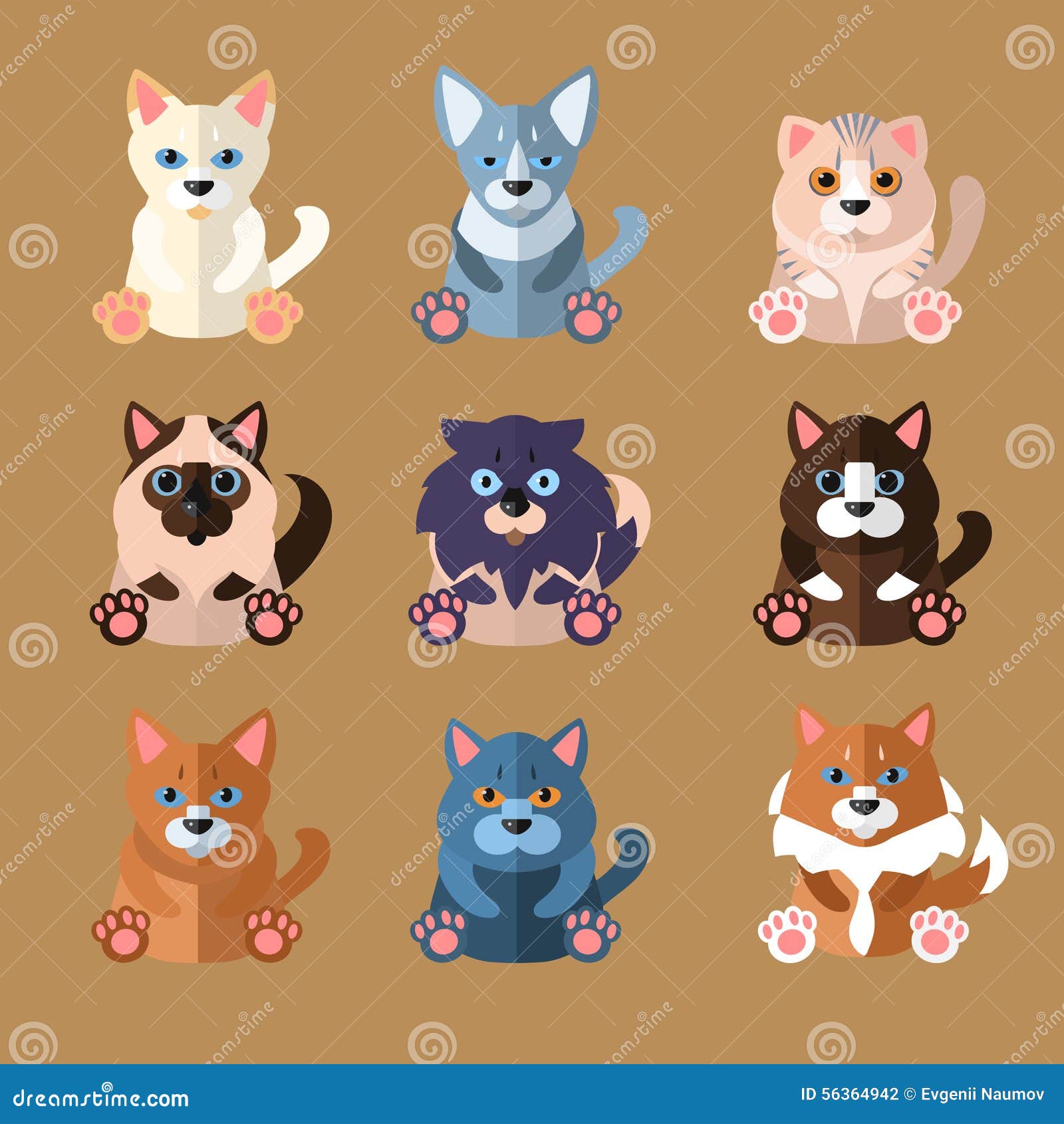 Breeds of Cats Icons. Vector Illustration Stock Vector - Illustration ...