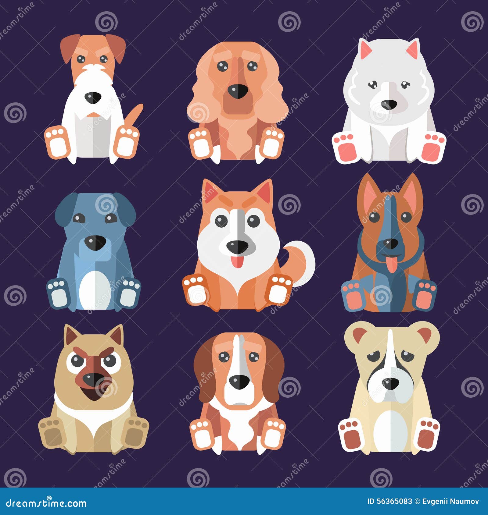 Dogs Icons And Illustrations Cartoon Vector | CartoonDealer.com #38506135