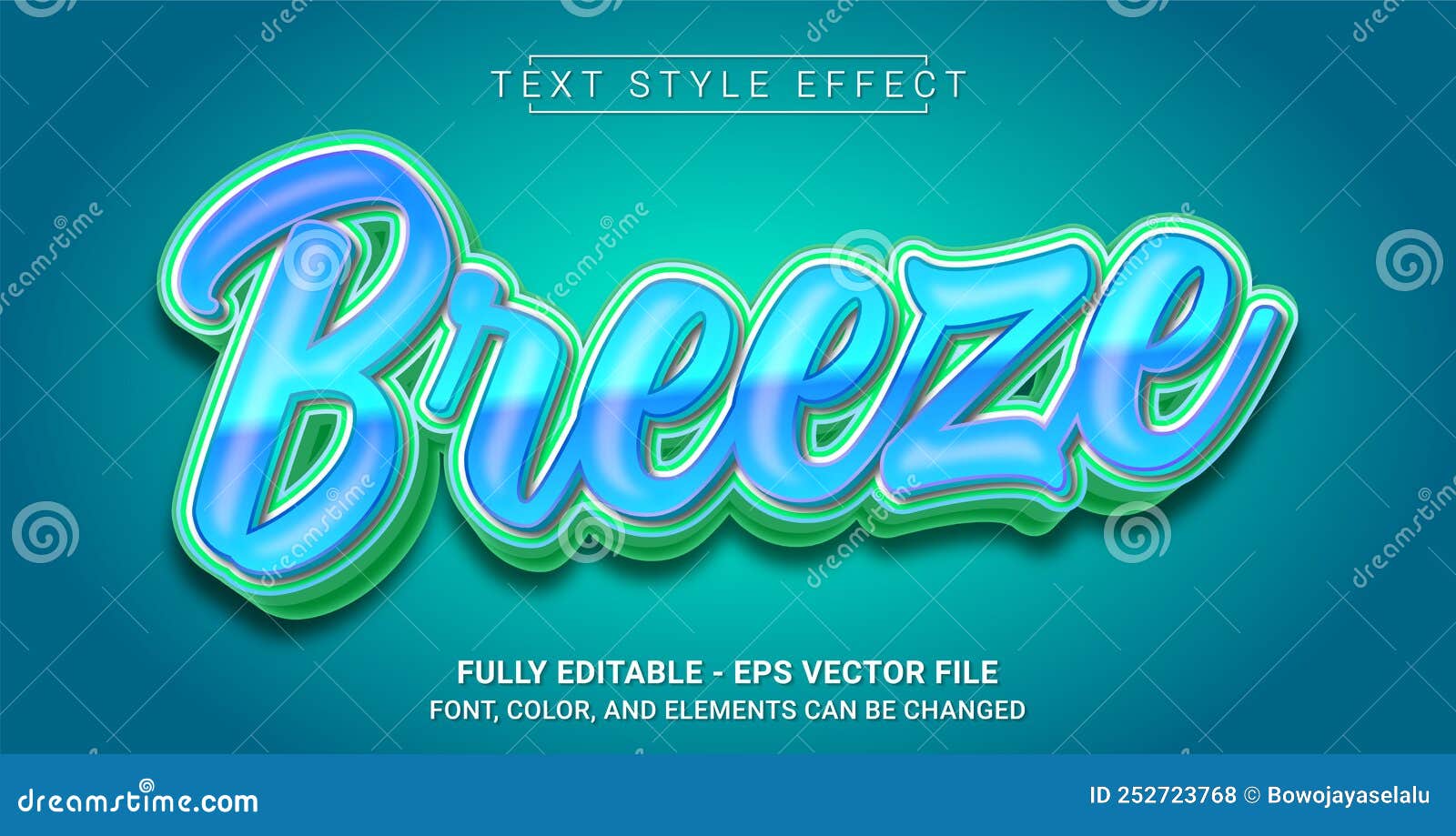 Breeze Text Style Effect. Editable Graphic Text Template Stock Vector ...