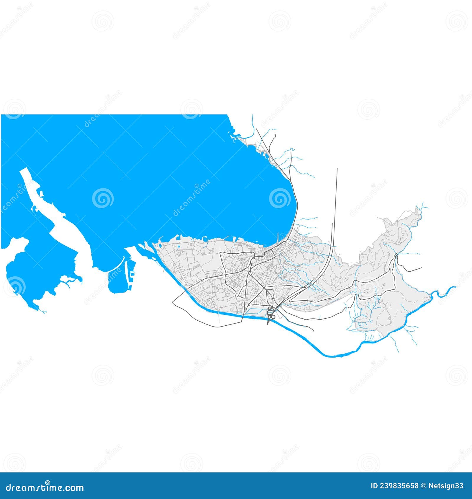 Bregenz, Austria Black and White High Resolution Vector Map Stock ...