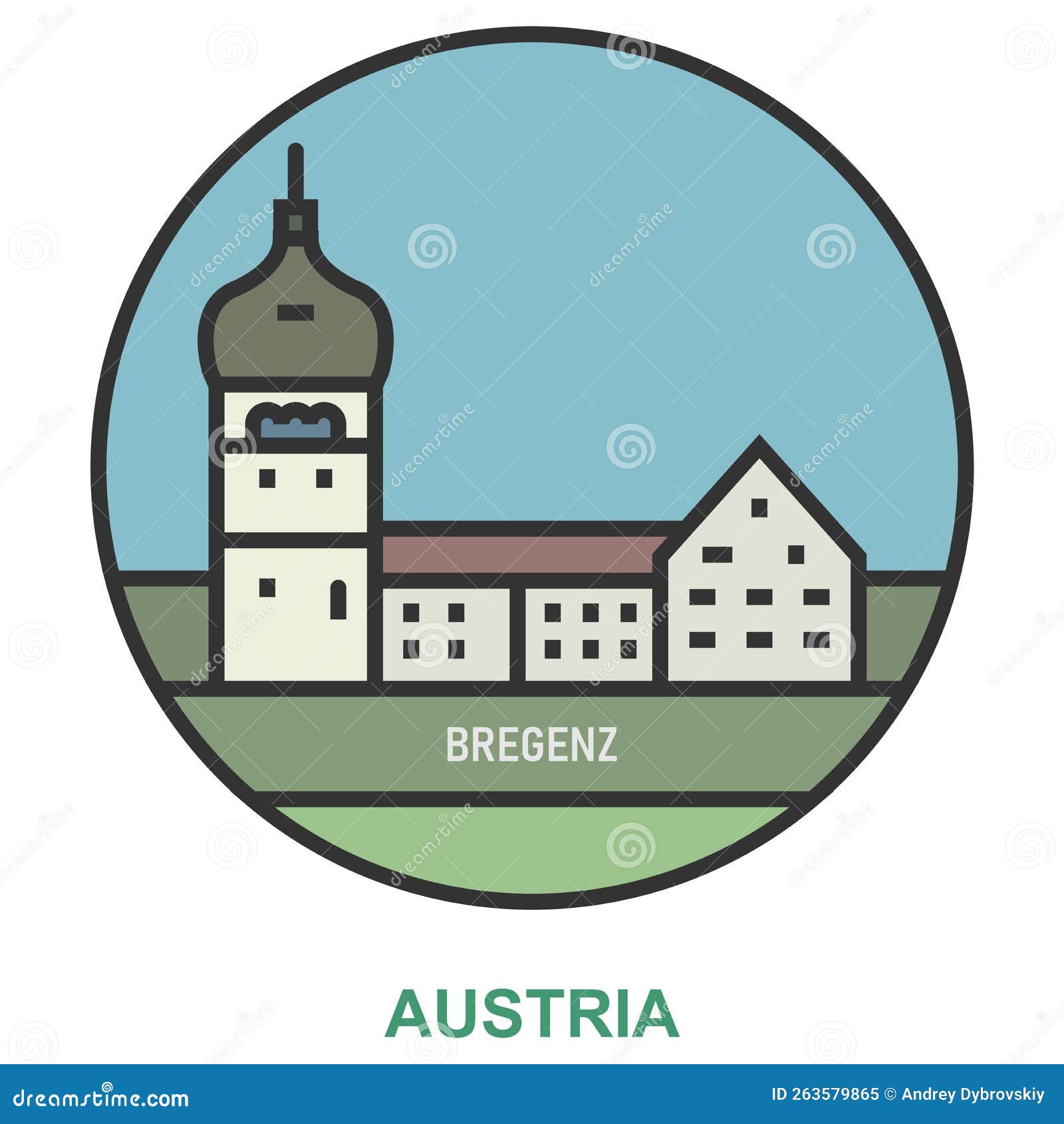 Bregenz. Cities and Towns in Austria Stock Vector - Illustration of ...