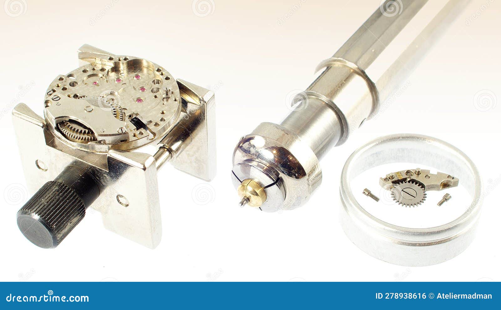 Mechanical Watch Movement with Parts Being Re-assembled Stock Photo ...