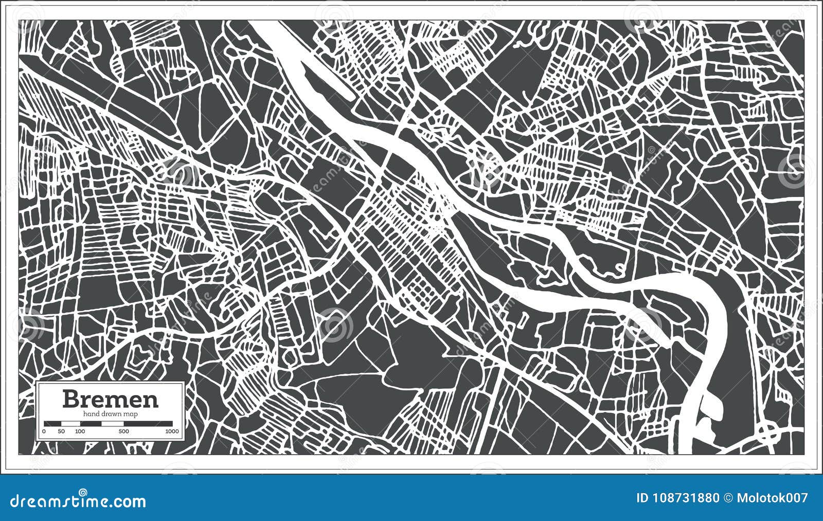 Retro US Map Of Bremen, Indiana. Vintage Street Map. Royalty-Free Stock ...