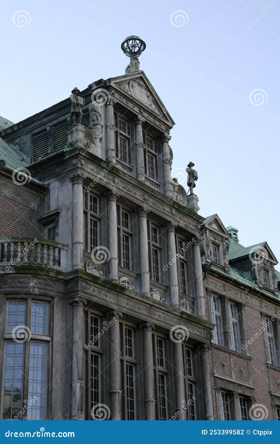 Old German Building with Columns and Sculptures in Bremen, Germany ...