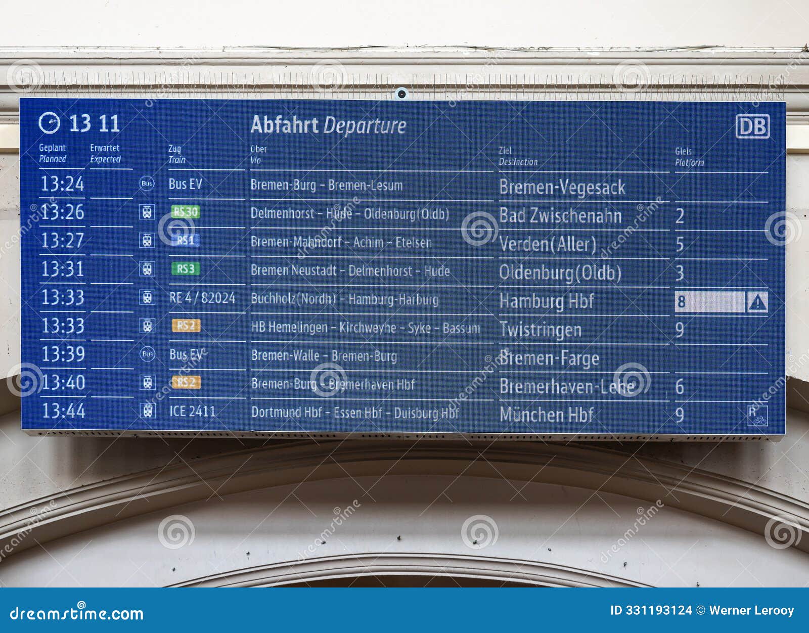 Bremen, Germany - Digital Timetable at the Main Railway Station ...