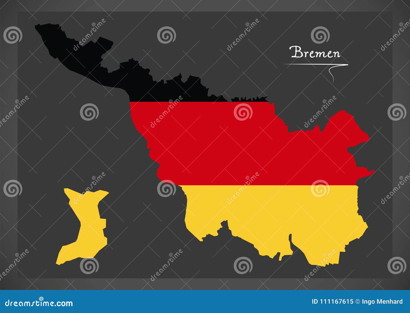 Bremen Map with German National Flag Illustration Stock Vector ...