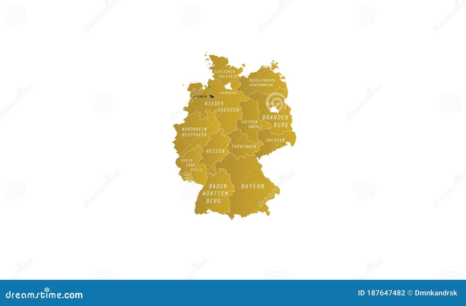 Bremen Outline Map Germany Country State Republic Stock Vector ...