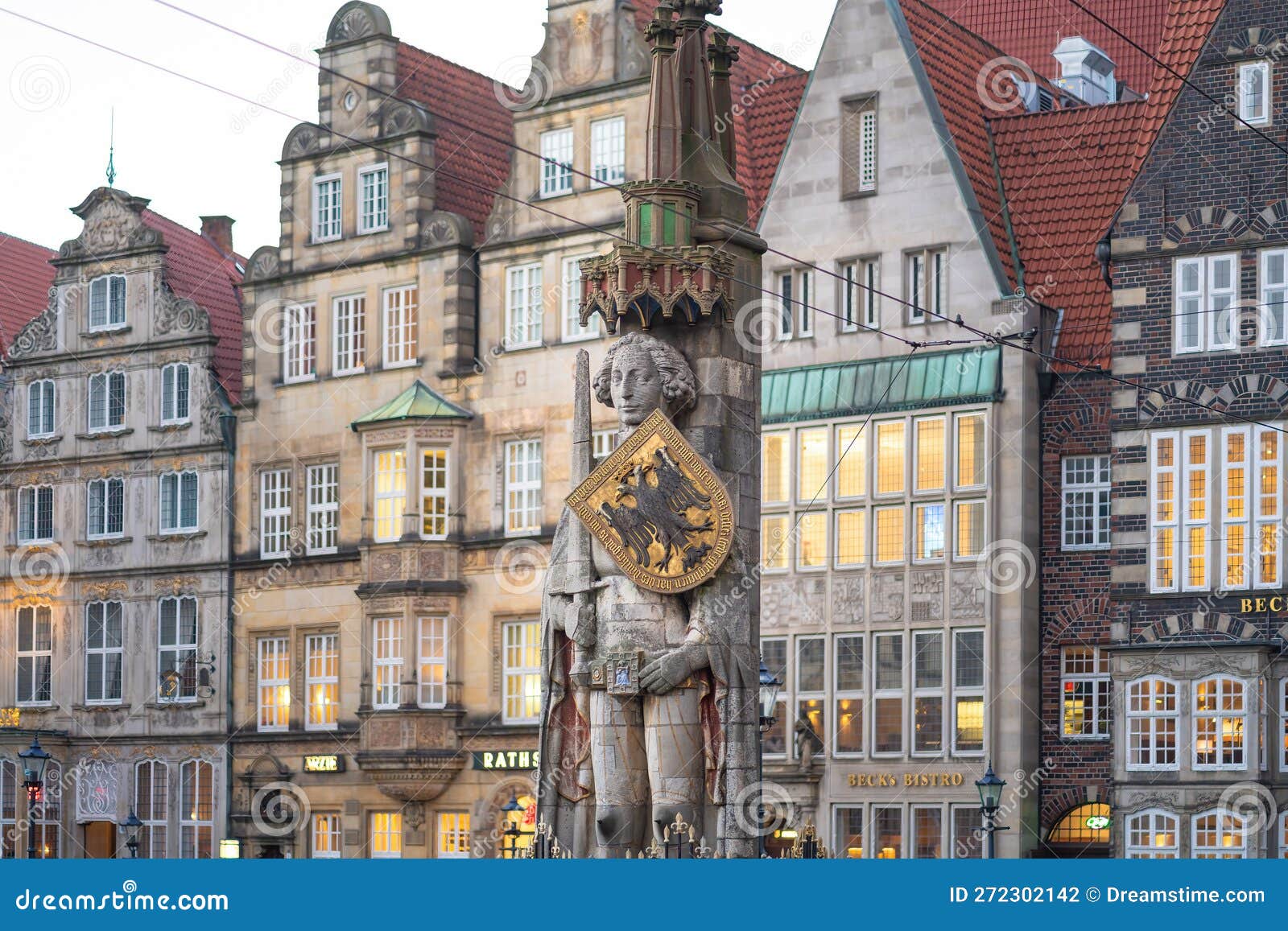 Bremen Roland Statue at Market Square - Bremen, Germany Editorial ...