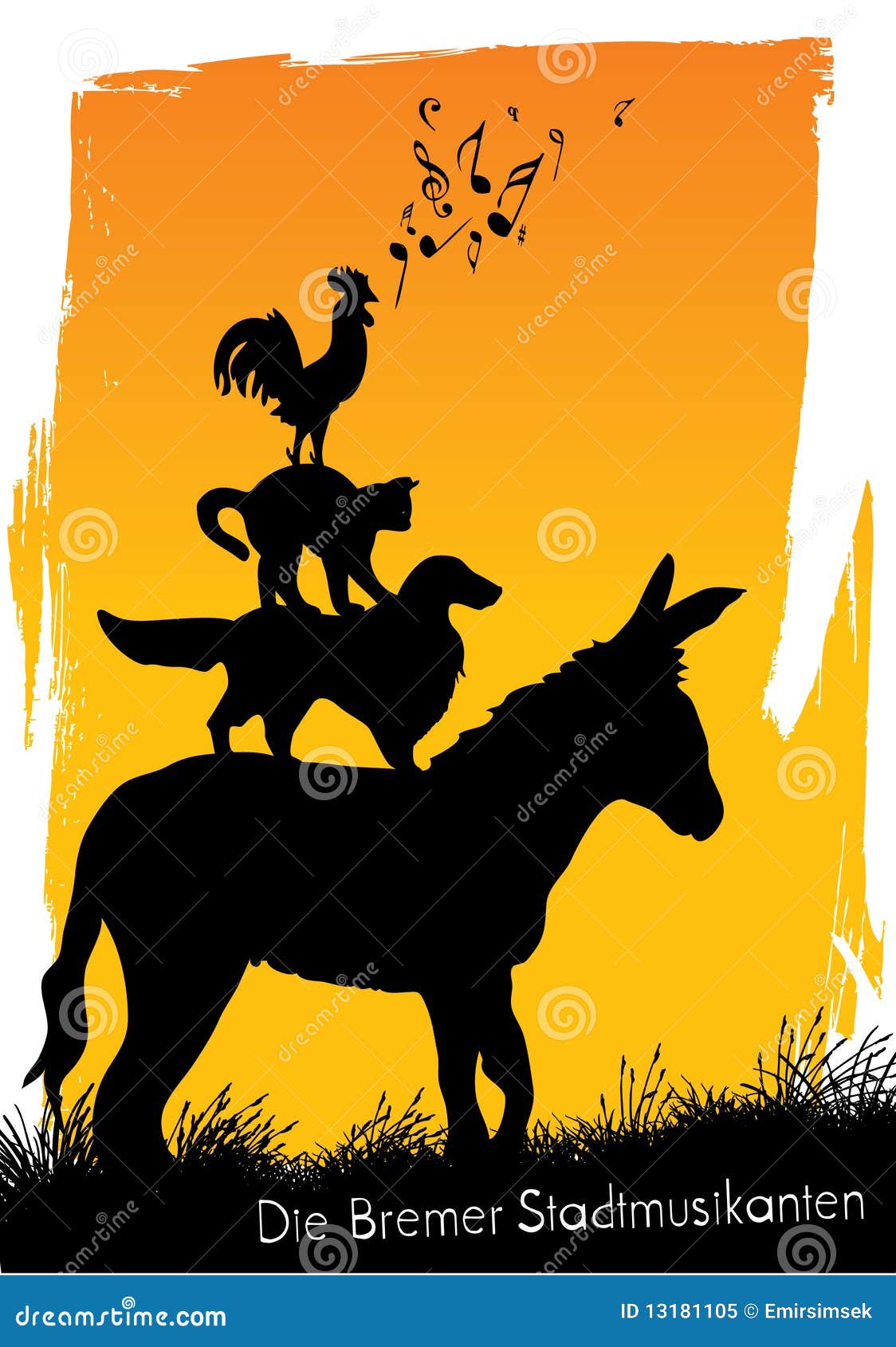 Bremen Town Musicians stock vector. Illustration of silhouette - 13181105
