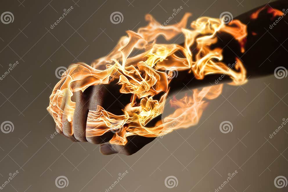 Brennende Hand stockbild. Bild von explosion, schützen - 17768599