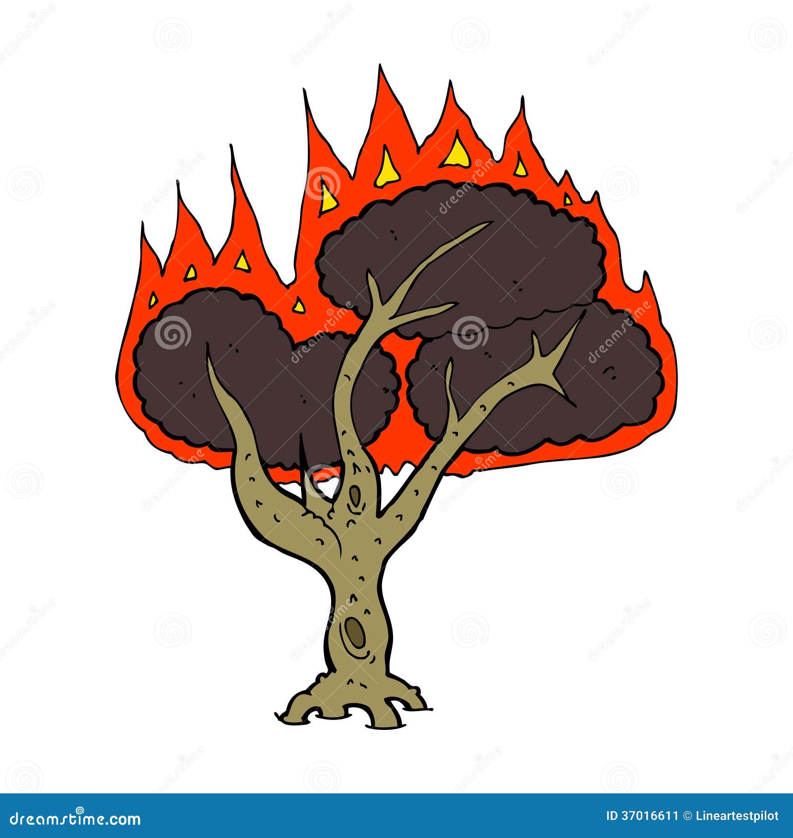 Brennender Baum Der Karikatur Vektor Abbildung - Illustration von ...