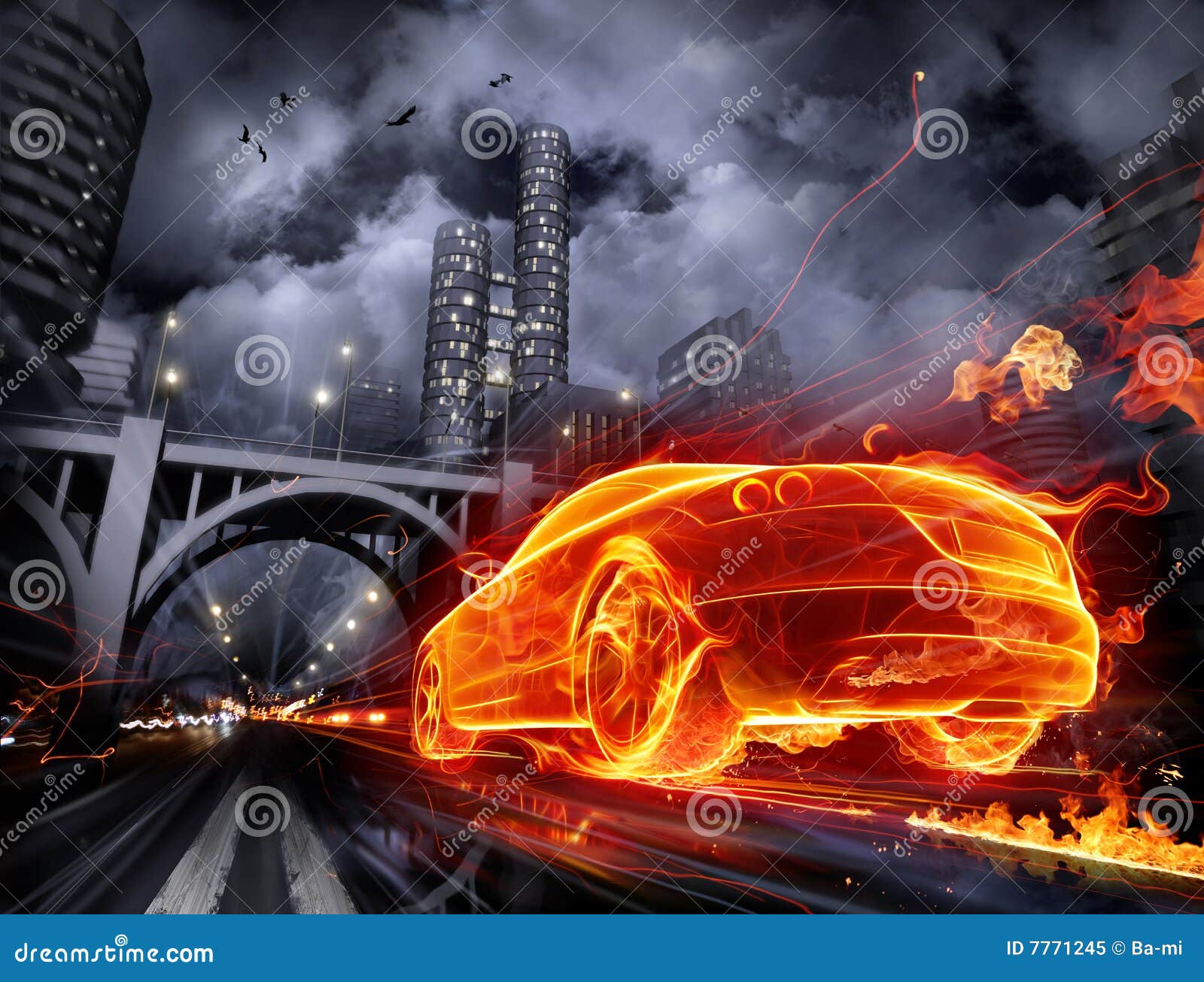 Brennendes Auto stock abbildung. Illustration von brand - 7771245