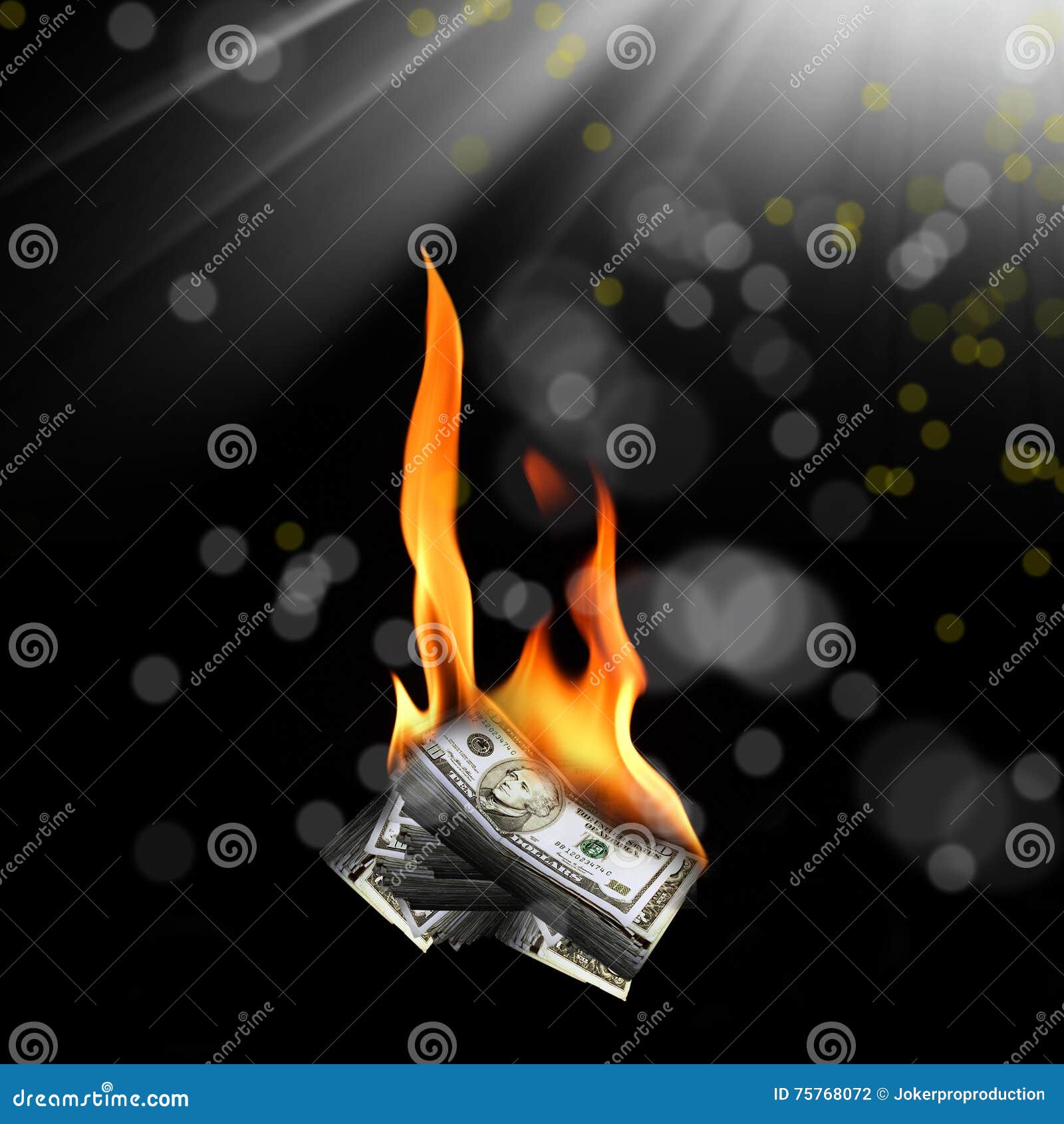 Brennendes Geld stock abbildung. Illustration von leben - 75768072