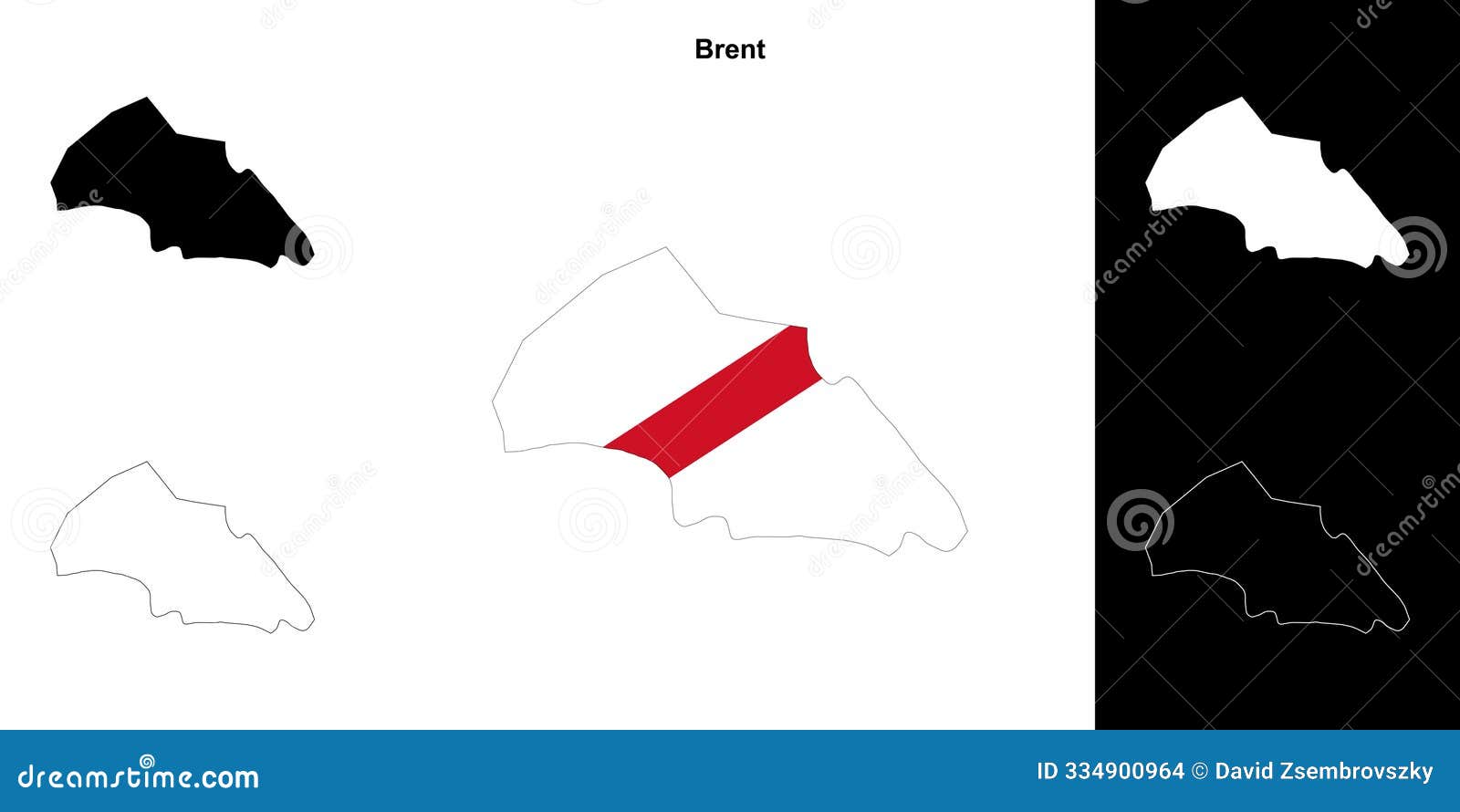 Brent United Kingdom Silhouette Map With Transparent Background Vector ...