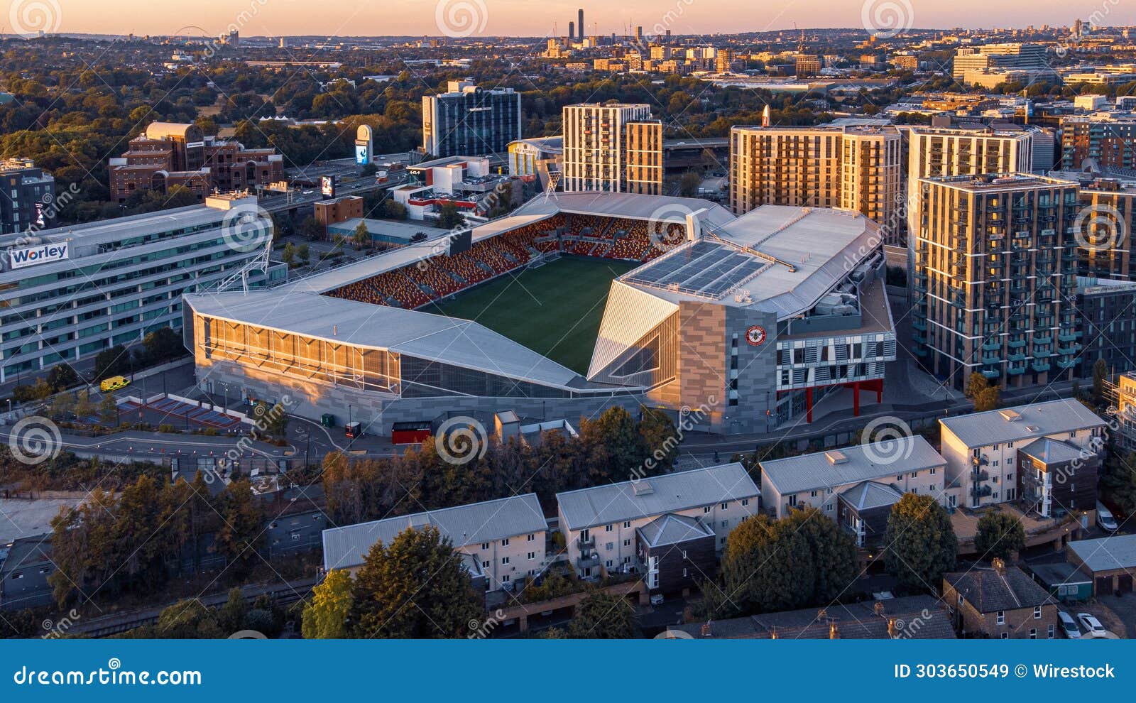 Aerial View of Gtech Community Stadium at Sunset. London, UK Editorial ...