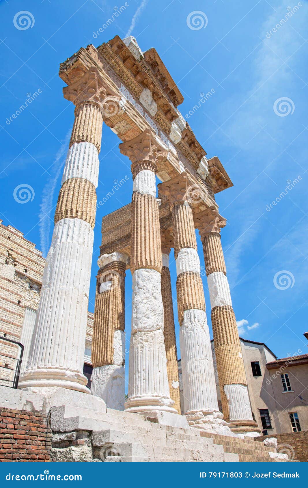 Brescia - the Roman Ruins of Capitolium Stock Image - Image of ...
