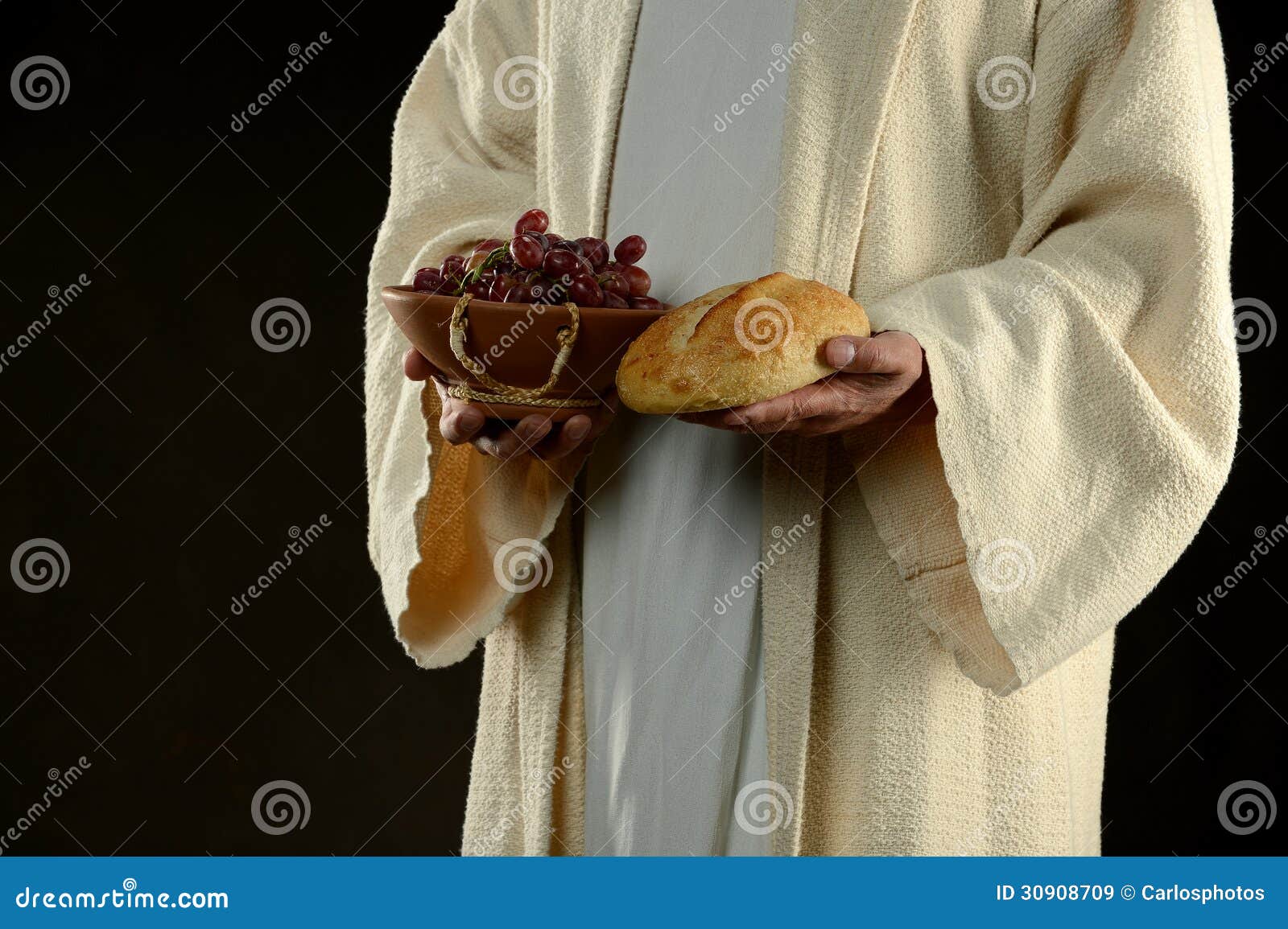 Bresd Et Raisins De Jesus Holding Image stock - Image du jésus, éternel ...