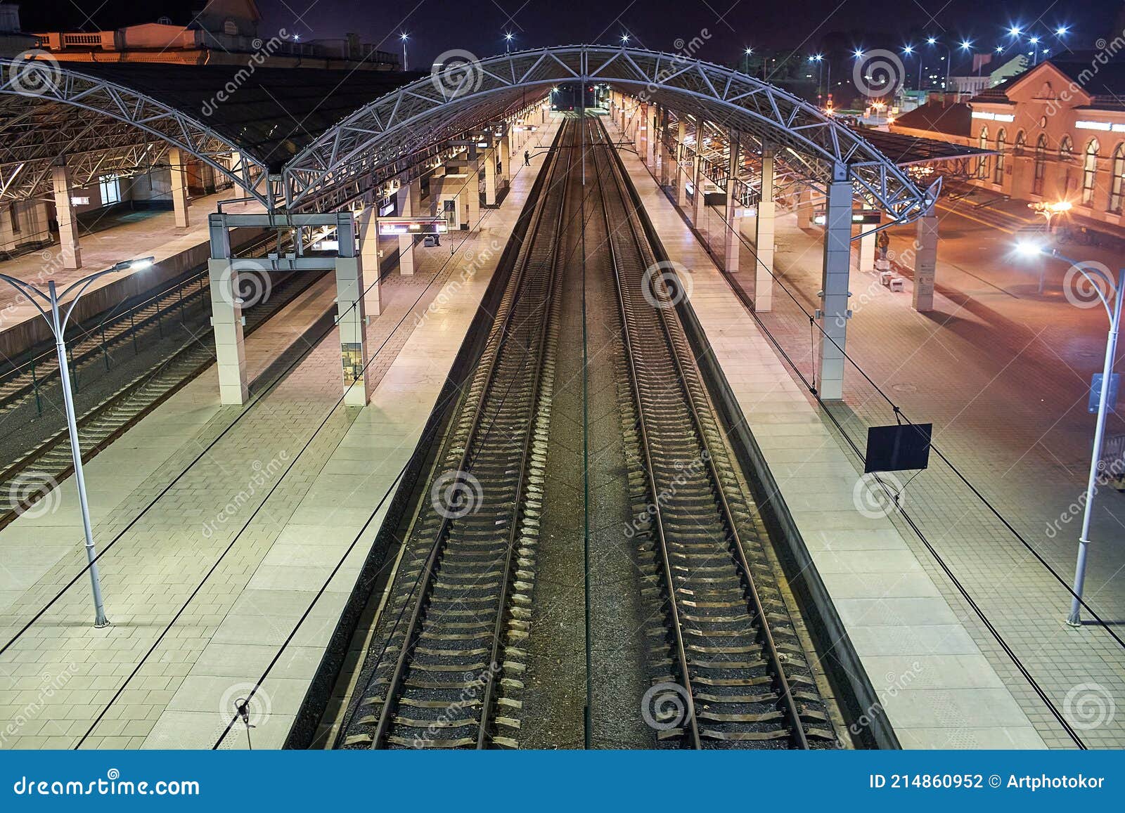 Brest, Belarus - October 22, 2020 - Empty Train Station at Night ...