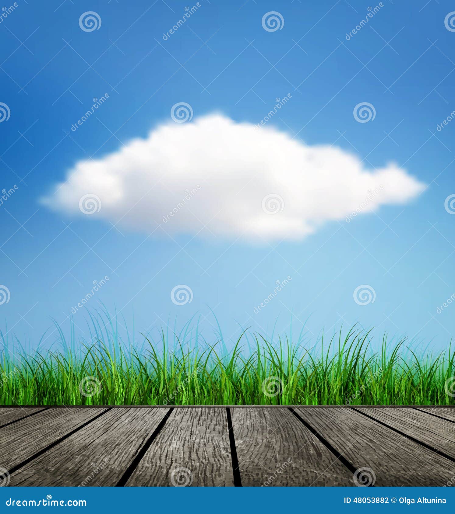 Bretterboden, Gras Und Wolke Vektor Abbildung - Illustration von ...