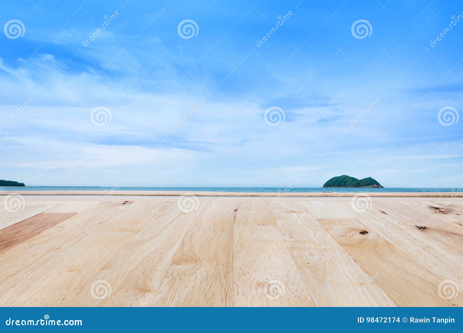 Bretterboden Mit Meer Einer Inselnaturlandschaft Stockfoto - Bild von ...