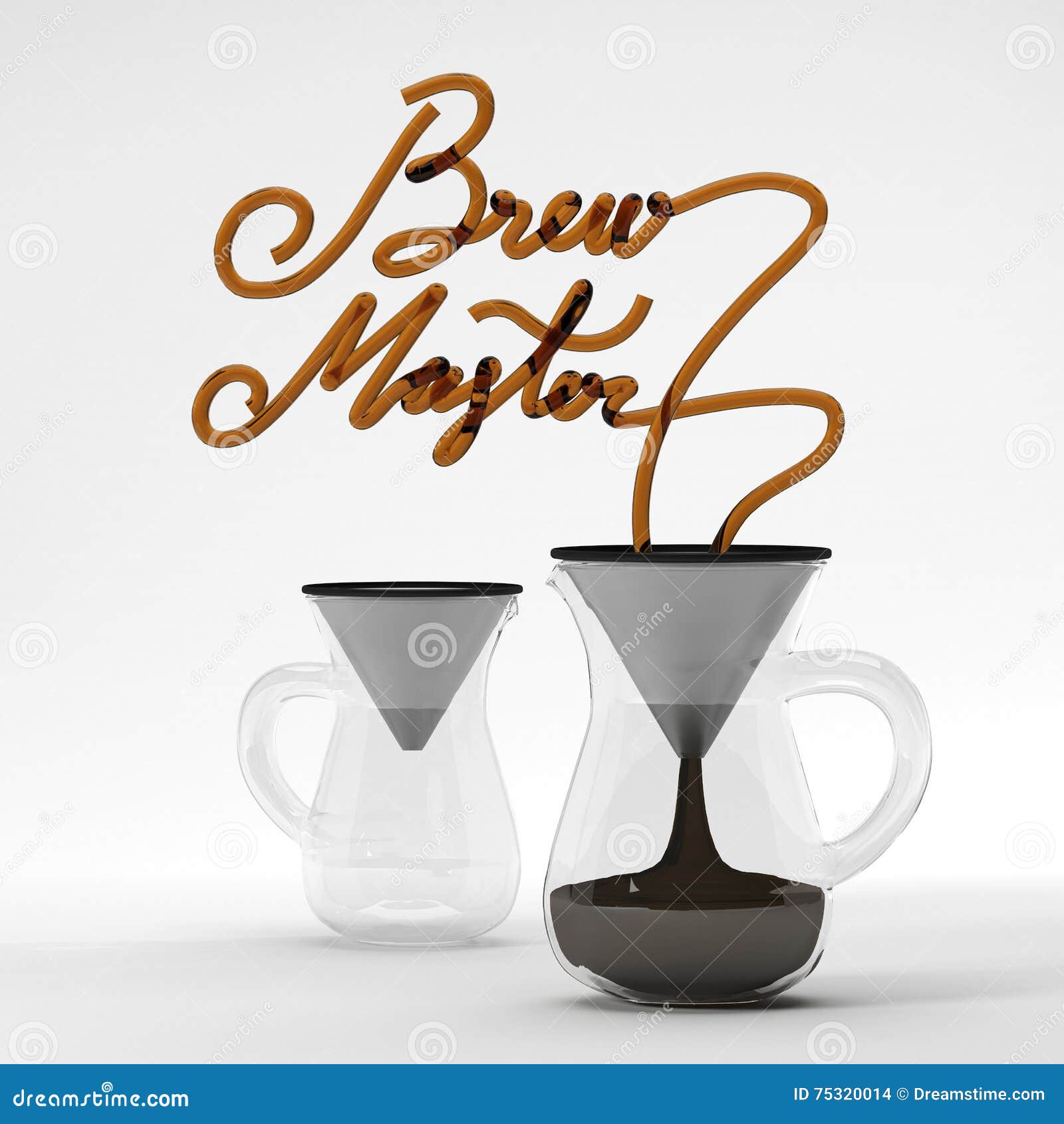 Brew Master Coffee Quote with Glass 3D Rendering Stock Illustration ...