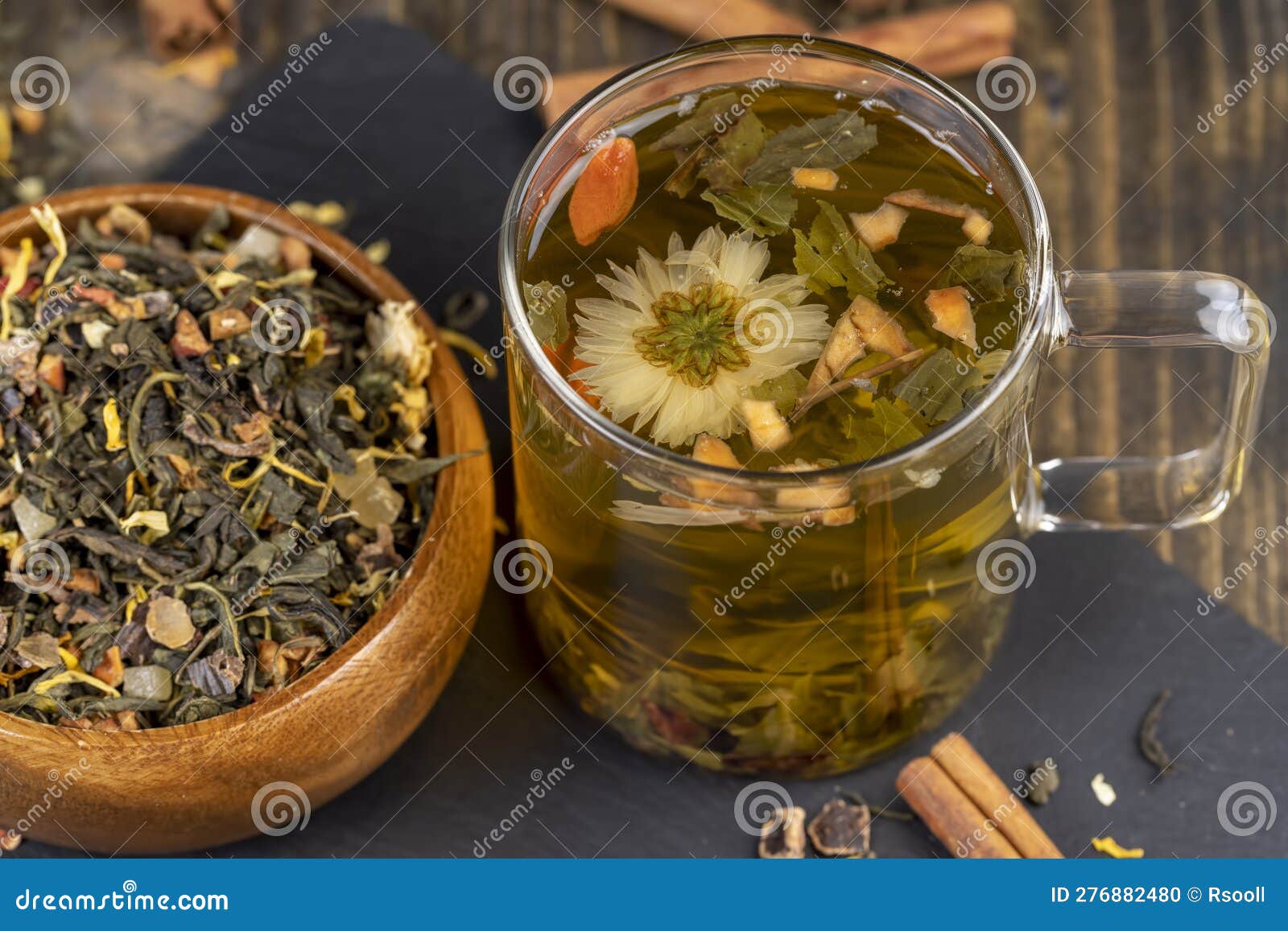 Brewed with Hot Water Tea Leaves of Green Tea Stock Photo - Image of ...