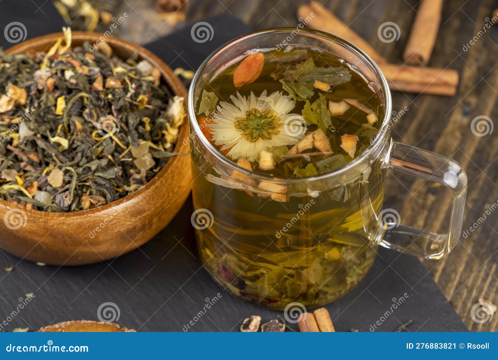 Brewed with Hot Water Tea Leaves of Green Tea Stock Image - Image of ...