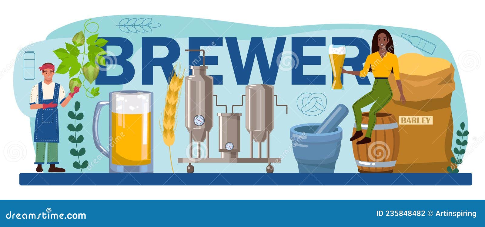 Brewer Typographic Header. Craft Beer Production, Brewing Process ...