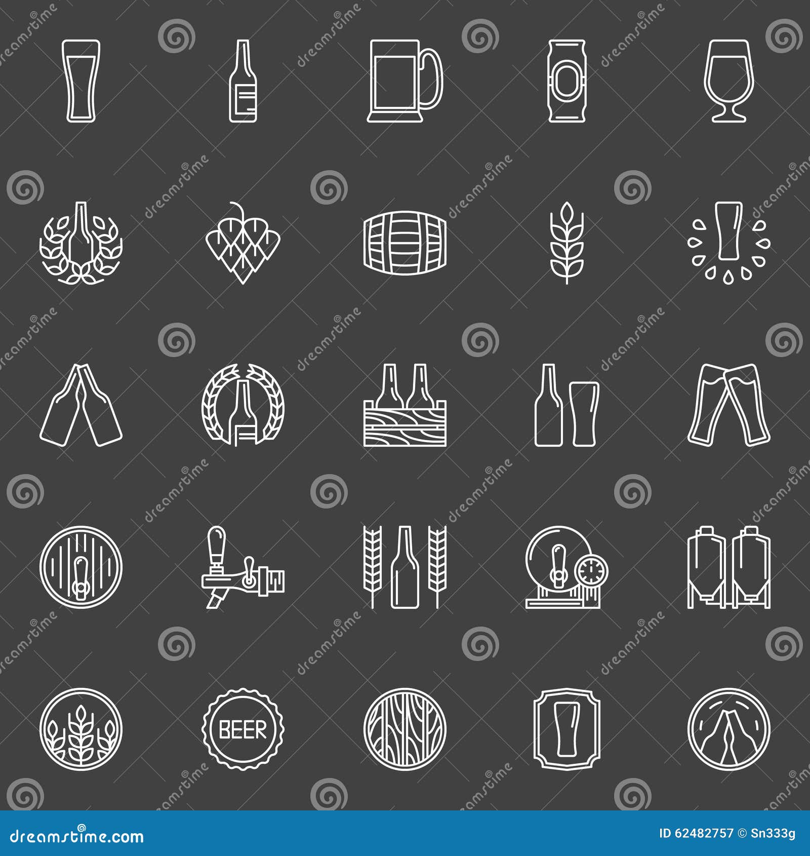 Brewery and beer icons stock vector. Illustration of alcohol - 62482757