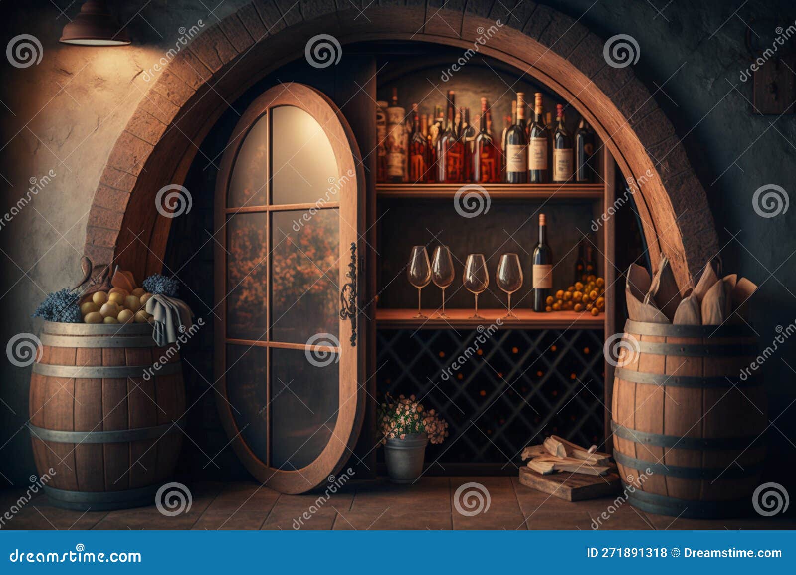 Brewery Cellar Background, Barrels, Wine or Beer, Generative Ai Stock ...