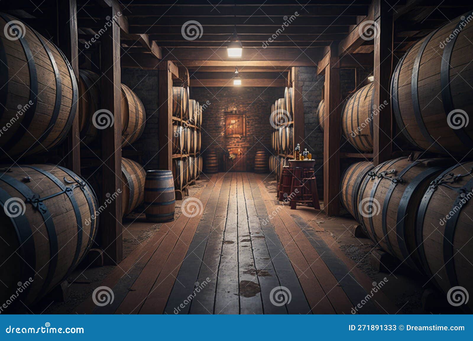 Brewery Cellar Background, Barrels, Wine or Beer, Generative Ai Stock ...