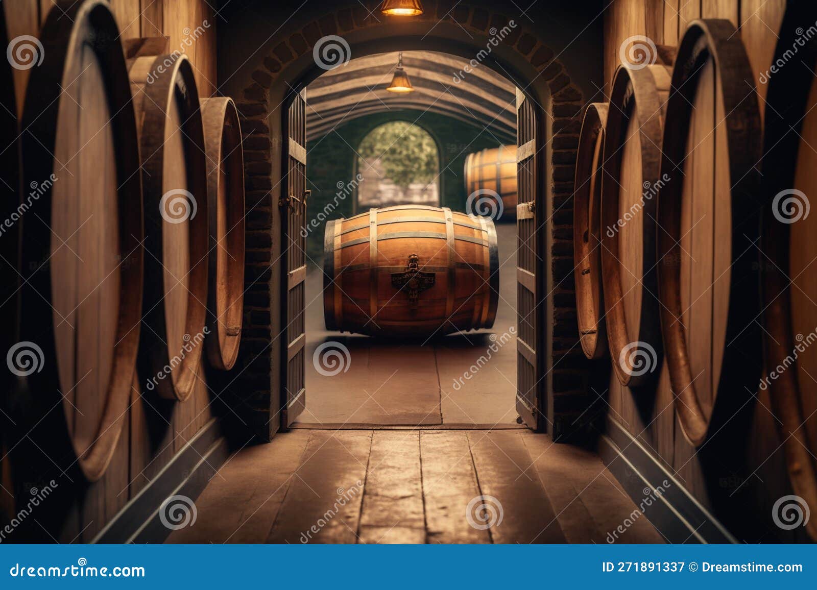 Brewery Cellar Background, Barrels, Wine or Beer, Generative Ai Stock ...