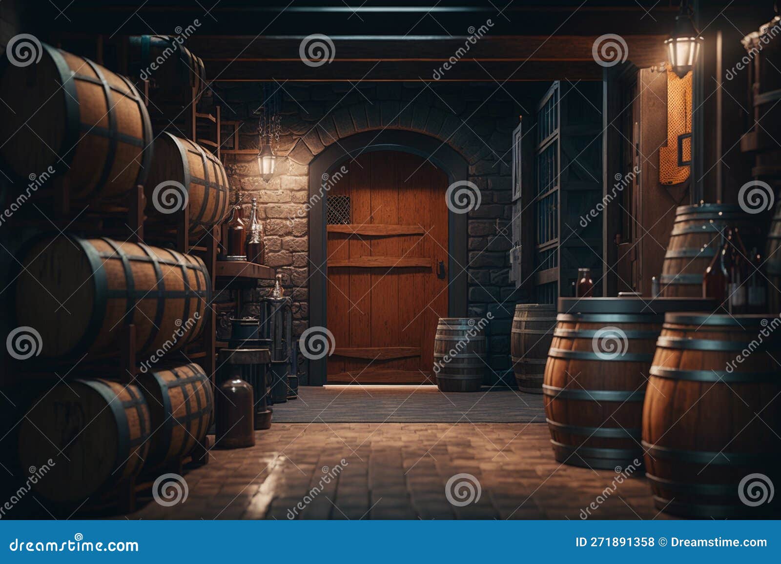 Brewery Cellar Background, Barrels, Wine or Beer, Generative Ai Stock ...