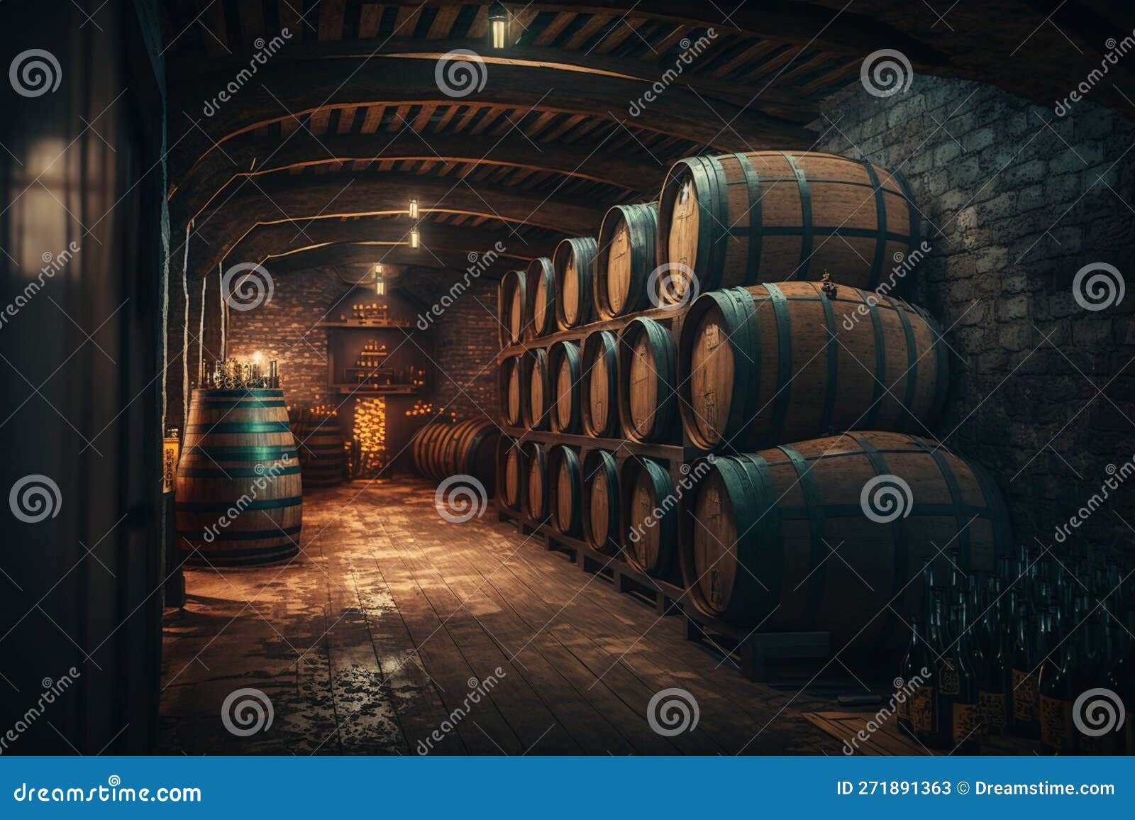 Brewery Cellar Background, Barrels, Wine or Beer, Generative Ai Stock ...