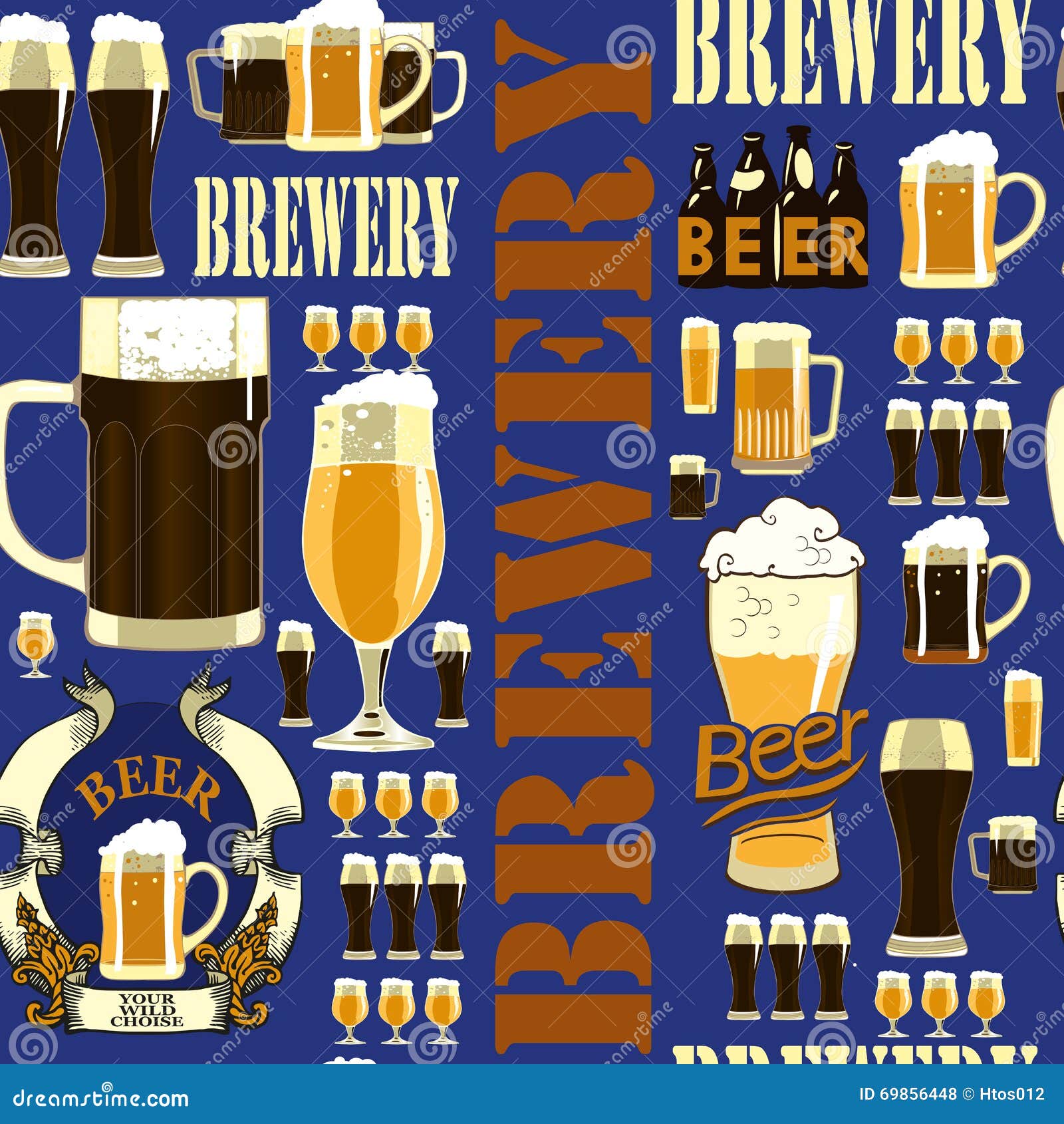 Brewery seamless pattern stock vector. Illustration of porter - 69856448