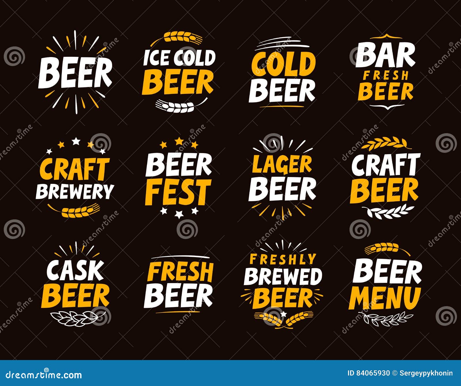 Brewery Set Logo, Label, Element. Craft Beer Emblem, Template, Symbol ...