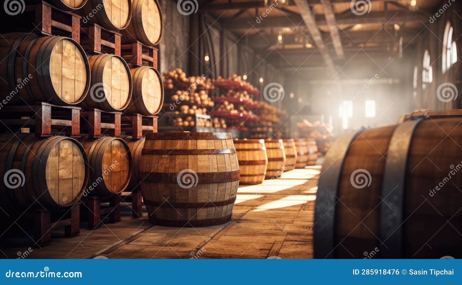 Brewery, Winery Background. Wine, Beer Barrels Stacked Background Stock ...