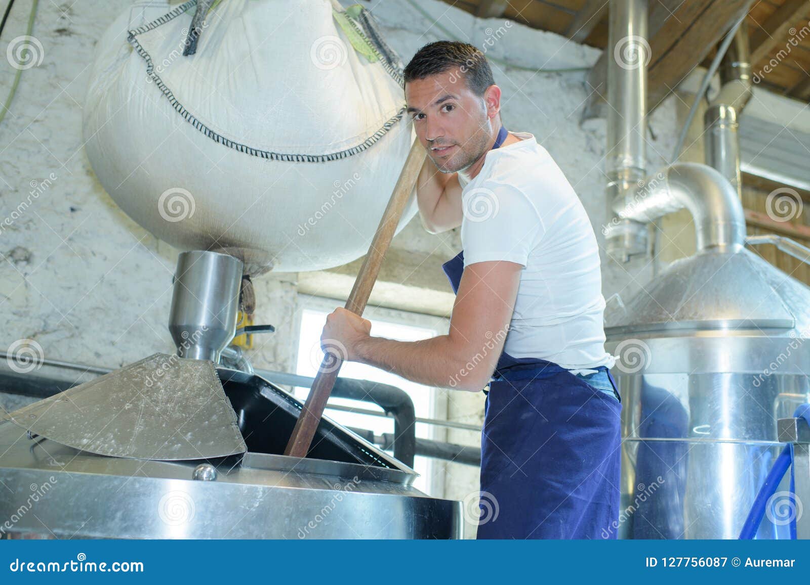 Brewery Worker Working with Beer Malt Stock Image - Image of hand ...