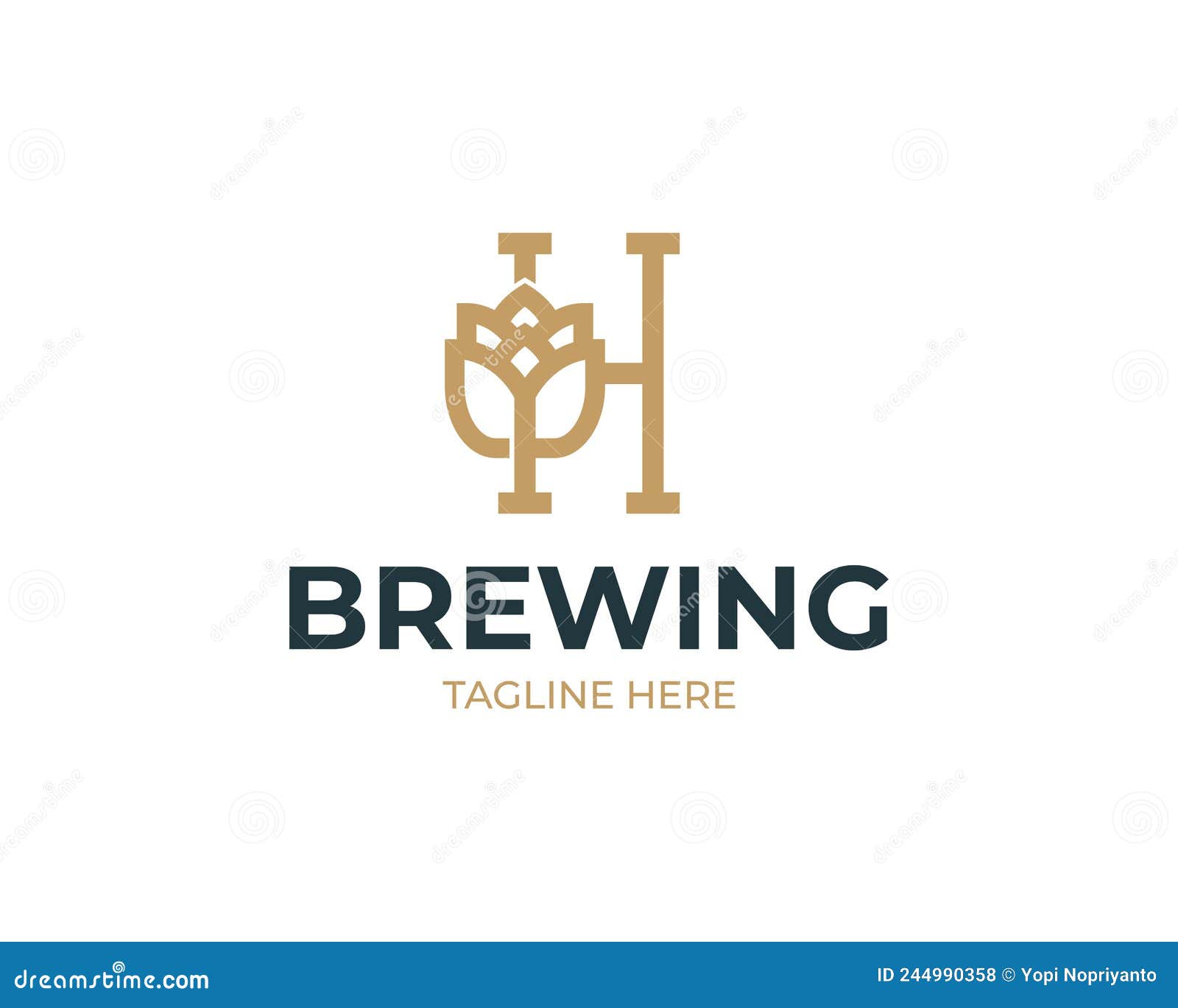 Brewhouse Logo With Letter M And Beer Hops Vector Illustration ...