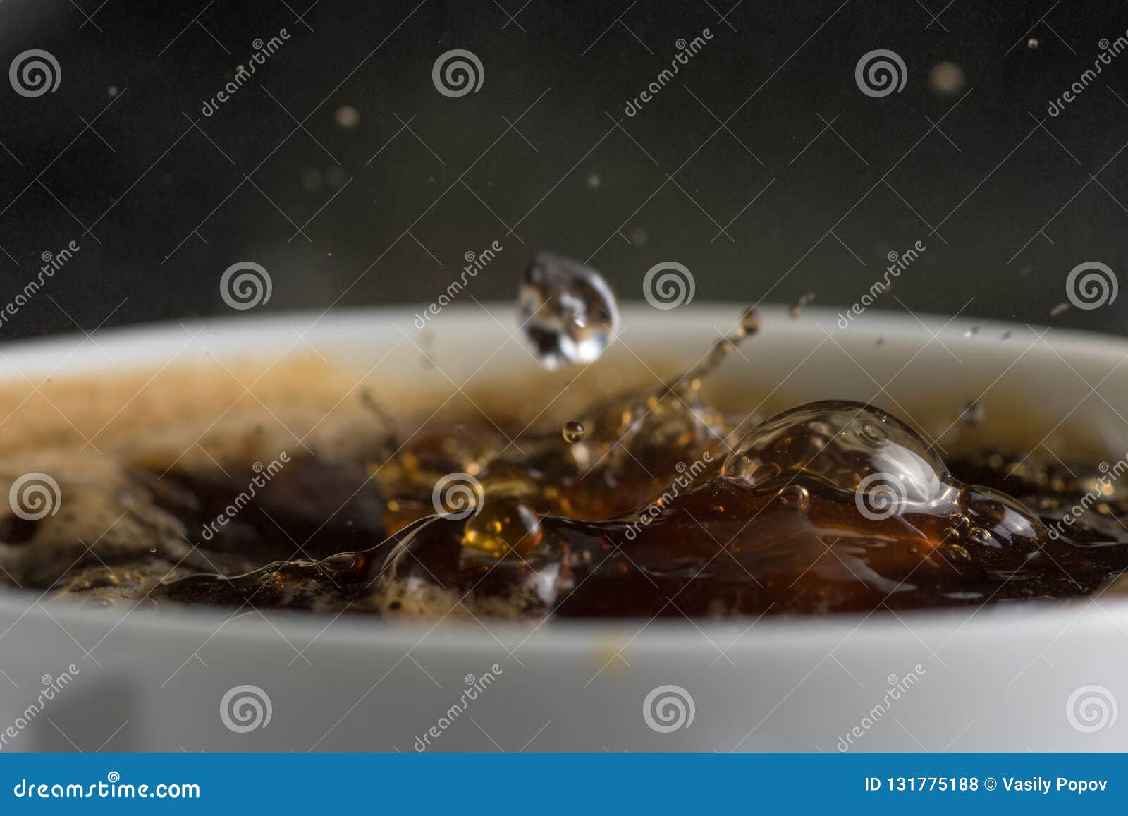 Brewing Boiling Water Instant Coffee in a Mug Close-up Stock Photo ...