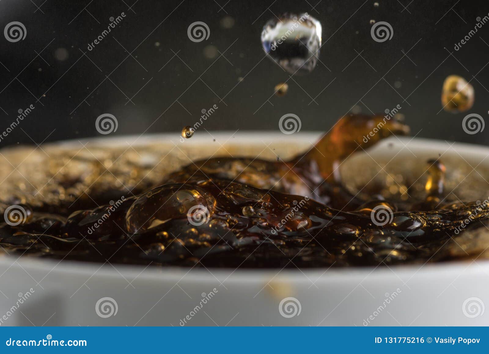 Brewing Boiling Water Instant Coffee in a Mug Close-up Stock Photo ...